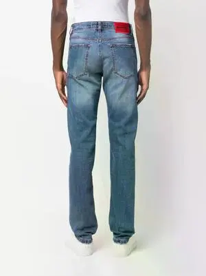 Kiton Mid-rise Straight-leg Jeans In Washed Denim