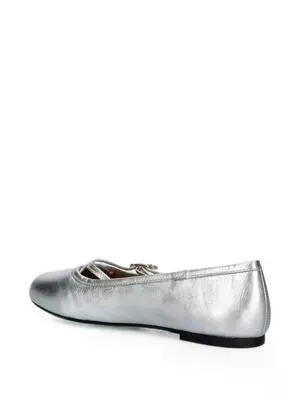 Moschino Metallic-effect Buckled Ballet Flats