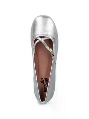 Moschino Metallic-effect Buckled Ballet Flats