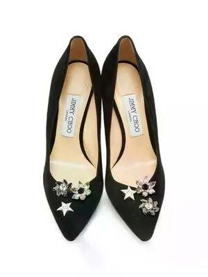 JIMMY CHOO Suede Crystal Embellished Pumps