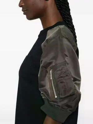 Sacai Paneled Puff-sleeve Mini T-shirt Dress