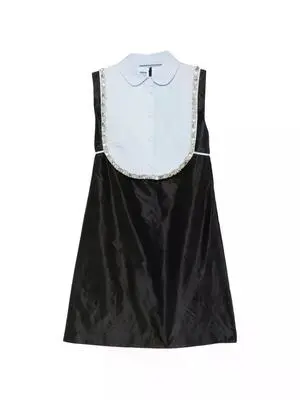 Prada Crystal-embellished Bib Detail Mini Dress - Black