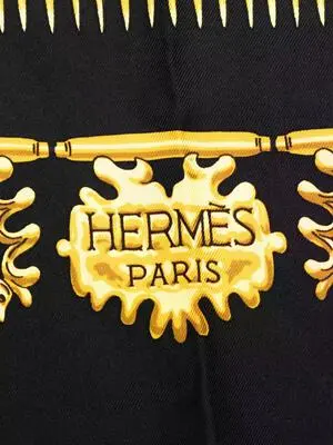 Hermès 20th Century Les Cavaliers D Or Silk Scarf 90 Scarves - Black