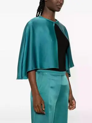 FORTE_FORTE Satin Finish Cape-style Top - Blue