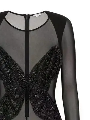 Elisabetta Franchi Sheer Bodysuit With Butterfly Patch Embellishment