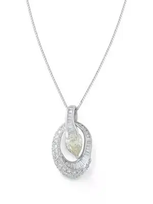 LB EXCLUSIVE Platinum Diamond Oval Halo Necklace - Silver