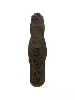 Magda Butrym Ruched Floral Detail Midi Dress