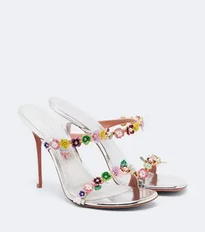 Amina Muaddi Vittoria Embellished Leather Sandals - Multicoloured
