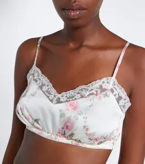 Simone Rocha Floral Lace-trimmed Satin Bralette
