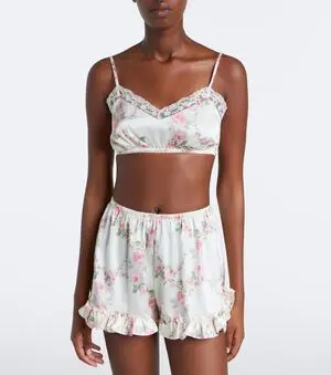 Simone Rocha Floral Lace-trimmed Satin Bralette