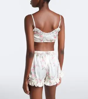 Simone Rocha Floral Lace-trimmed Satin Bralette