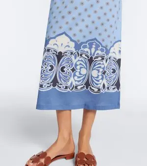 La DoubleJ Sporty Swing Printed Cotton Jersey Midi Dress - Blue