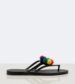 Dolce & Gabbana Embellished Thong Sandals - Black