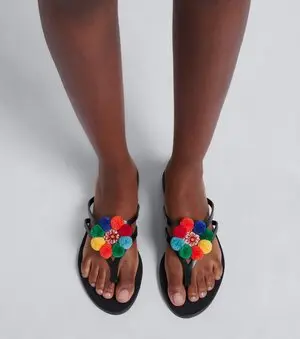 Dolce & Gabbana Embellished Thong Sandals - Black