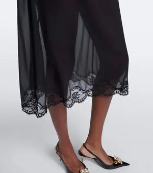 Dolce & Gabbana Lace-trimmed Silk-blend Midi Dress