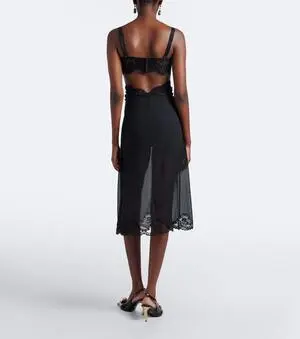 Dolce & Gabbana Lace-trimmed Silk-blend Midi Dress