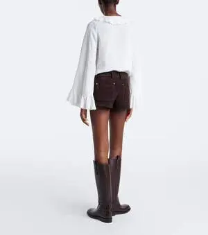 Staud Geo Suede Shorts - Brown