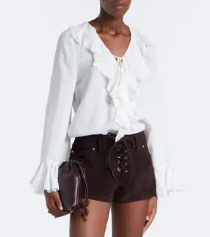 Staud Geo Suede Shorts - Brown