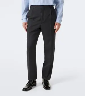 Saint Laurent Pinstripe Wool Straight Leg Trousers