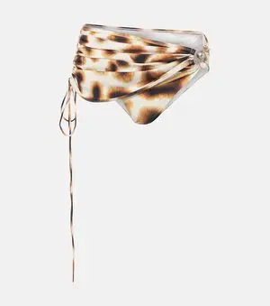 Christopher Esber Orbit Ruched Animal Print Bikini Bottoms - Multicoloured