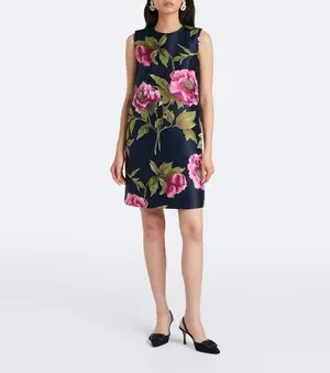 Carolina Herrera Floral Jacquard Sleeveless Dress