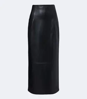 Loulou De Saison Inga Leather Midi Skirt - Black