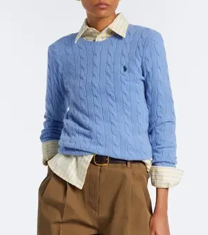 Polo Ralph Lauren Cable-knit Wool And Cashmere Sweater - Blue