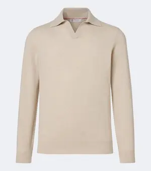Brunello Cucinelli Cashmere Polo Sweater - Beige