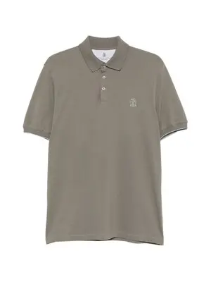 Brunello Cucinelli Logo Cotton Polo Shirt - Green