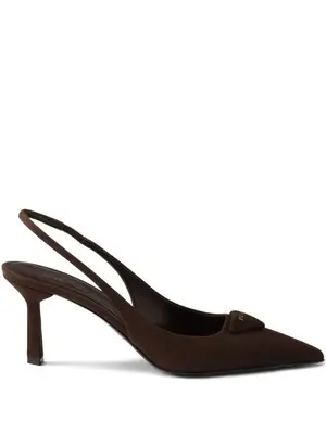 Prada Leather Slingback Pumps - Brown