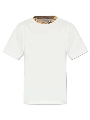 Burberry Checked Collar T-shirt - White
