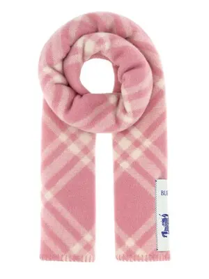 Burberry Check Wool Scarf - Pink