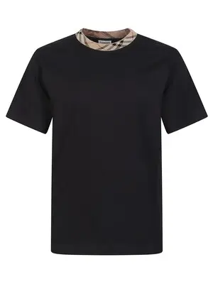 Burberry Checked Collar T-shirt - Black
