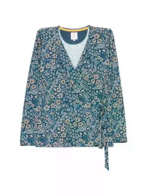 PIP STUDIO Floral-print Wrap Top - Blue