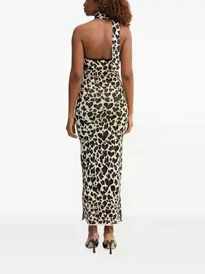 SILVIAN HEACH Leopard-print Halterneck Maxi Dress