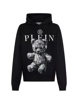 Philipp Plein Jersey Hoodie With Teddy Dollar Motif - Black