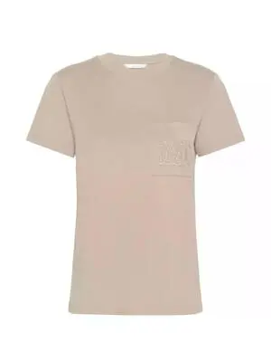 Max Mara Embroidered-monogram Pocket T-shirt - Neutrals