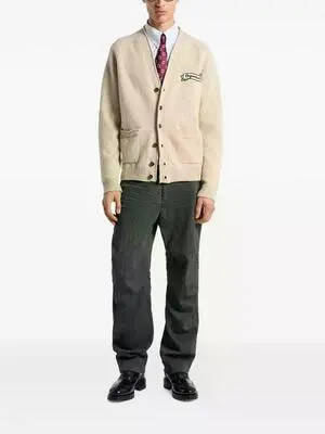 Dsquared2 Logo Patch V-neck Cardigan - Neutrals