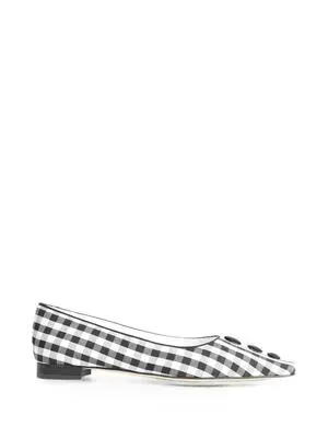 Manolo Blahnik Alexa Gingham Flat Pumps
