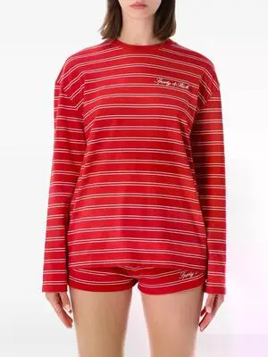 SPORTY & RICH Striped Logo-embroidered Jersey