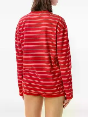 SPORTY & RICH Striped Logo-embroidered Jersey