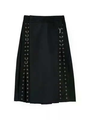 Simone Rocha Eyelet-embellished Pleated Midi Kilt - Black