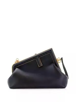 Fendi First Bag Leather Small Clutch Bag - Black