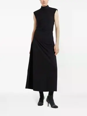 Brunello Cucinelli High-neck Draped Midi Dress