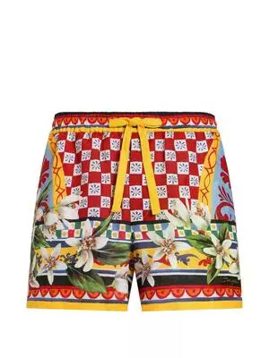 Dolce & Gabbana Carretto-print Drawstring Shorts - Red