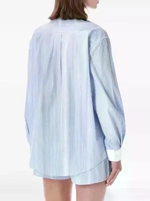 SPORTY & RICH Vertical Stripe Embroidered Logo Shirt