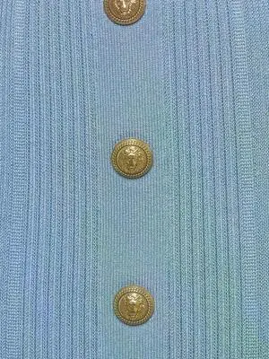 Balmain Rib-knit Button-embellished Fitted Midi Skirt