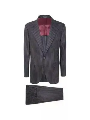 Brunello Cucinelli Pinstripe-pattern Wool Suit - Grey