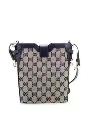 Gucci Gg Canvas With Leather Mini Bucket Bag - Blue