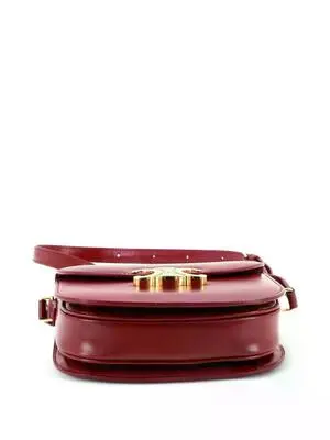 Celine Triomphe Besace Clea Flap Bag Leather Shoulder Bag - Red